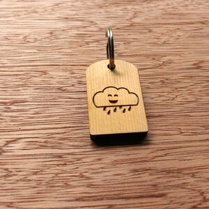 Happy Rain Cloud Wood Keychain | Reclaimed Wood Keychain | Gifts From ...