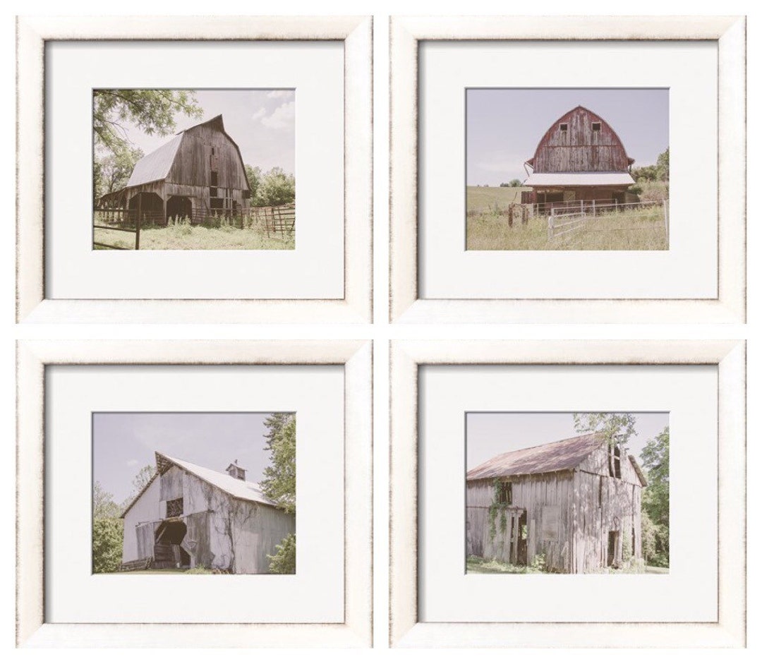 Set of 4, Old Barn Photography, Home Decor Old Farm Country Rustic Wall ...