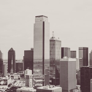 Dallas Texas, Skyline, Downtown Buildings, Black and White Picture ...