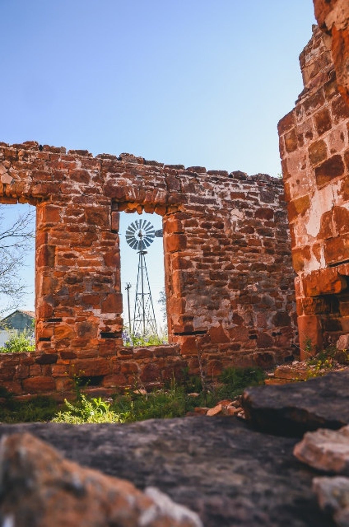 Texas Photography Red Brick Old Building Windmill Brick | Etsy