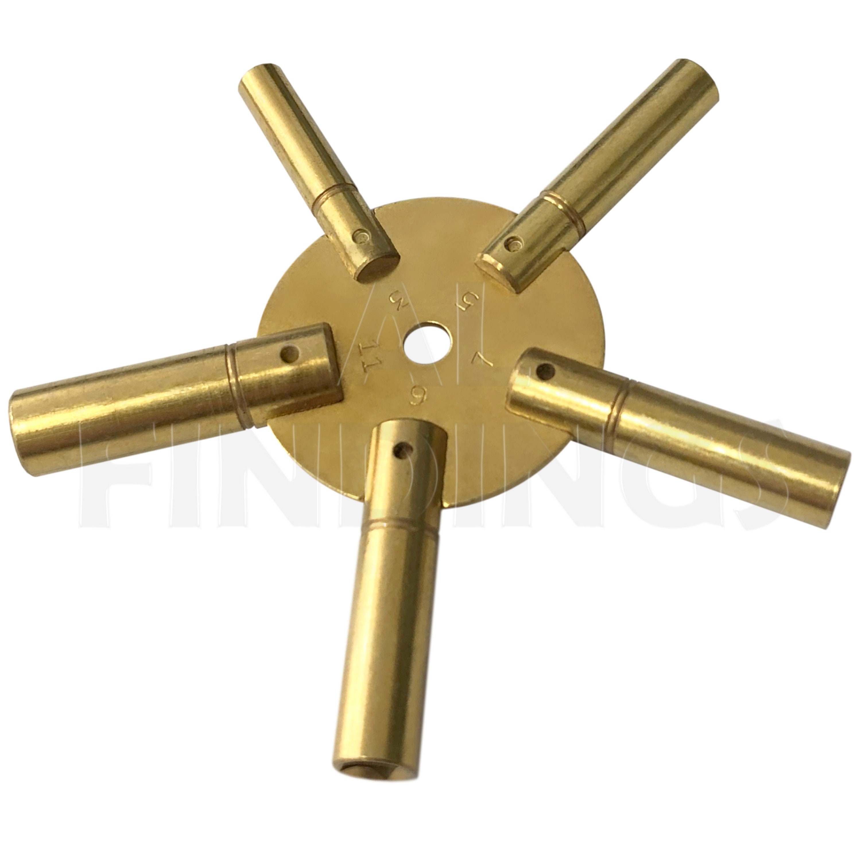 Set of 2 Clock Winding Keys - All Sizes Brass Spider Star Pair - Odd ...