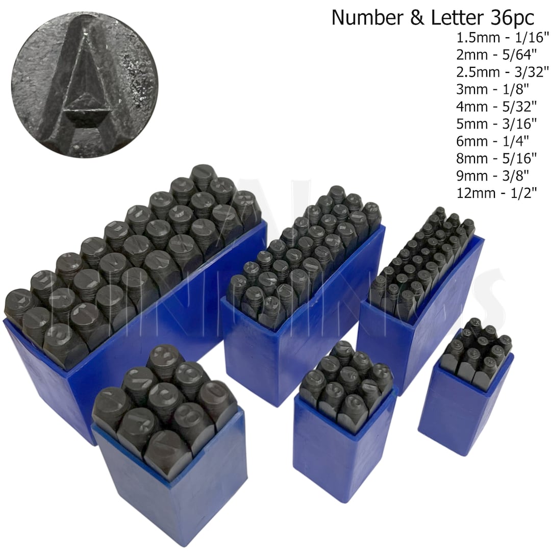 36pc Number & Letter Punch Set Alpha Numeric Carbon Steel Punches Craft ...