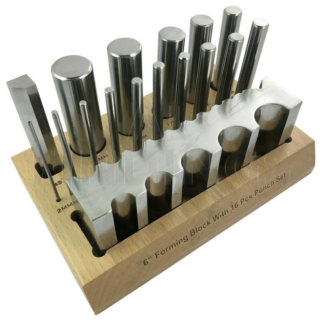 Swage Block & 16 Punch Set Made of Steel Dapping Forming Shaping Craft ...