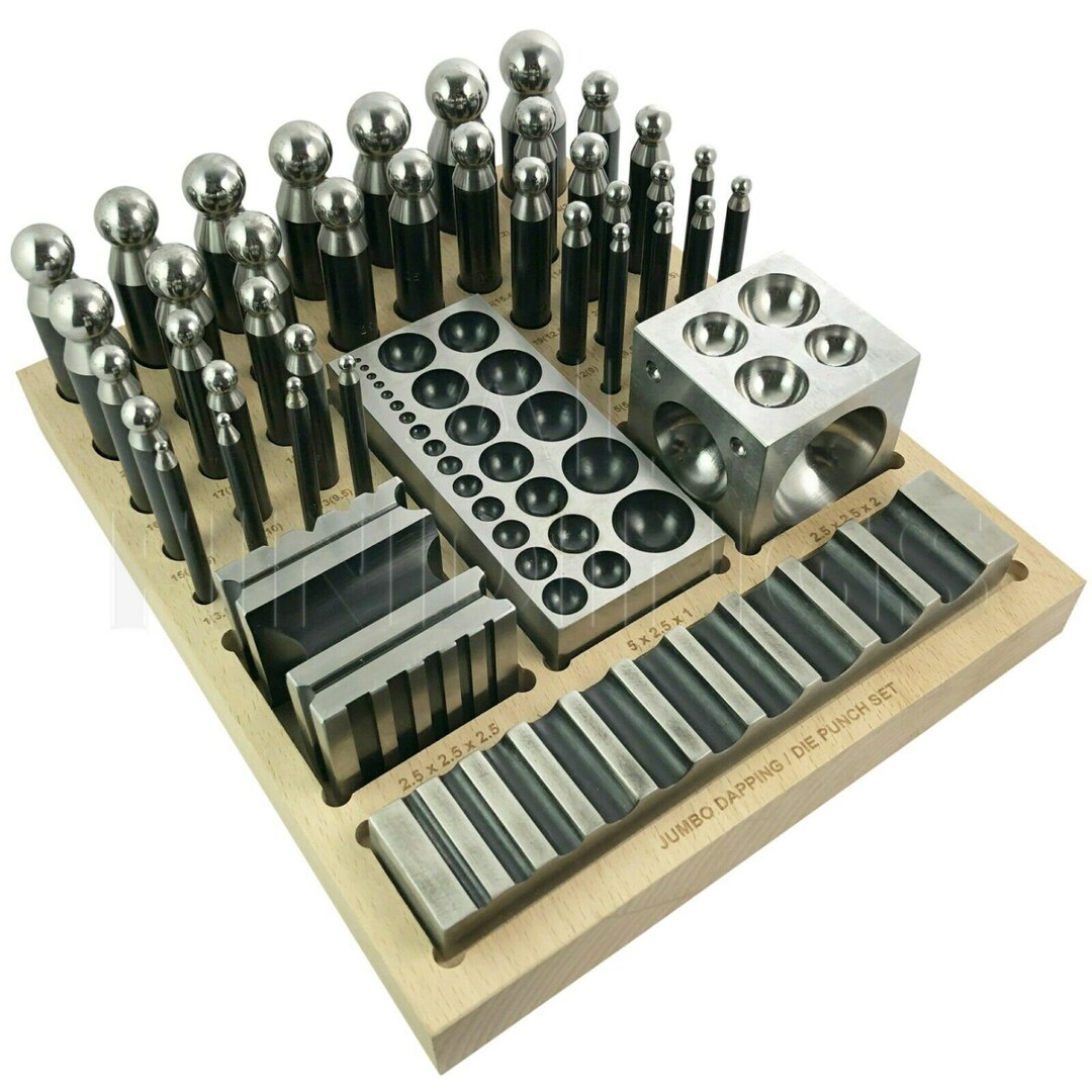 40 Pc Jumbo Doming Block and Punch Set Made of Steel Dapping Die ...