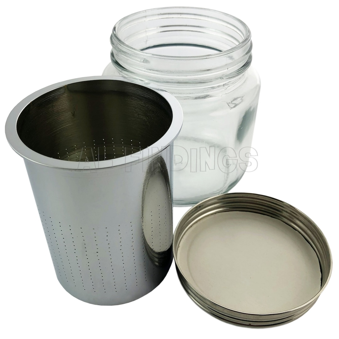 LARGE Steel Sieve Glass Jar for Cleaning Watch Parts or Items of ...