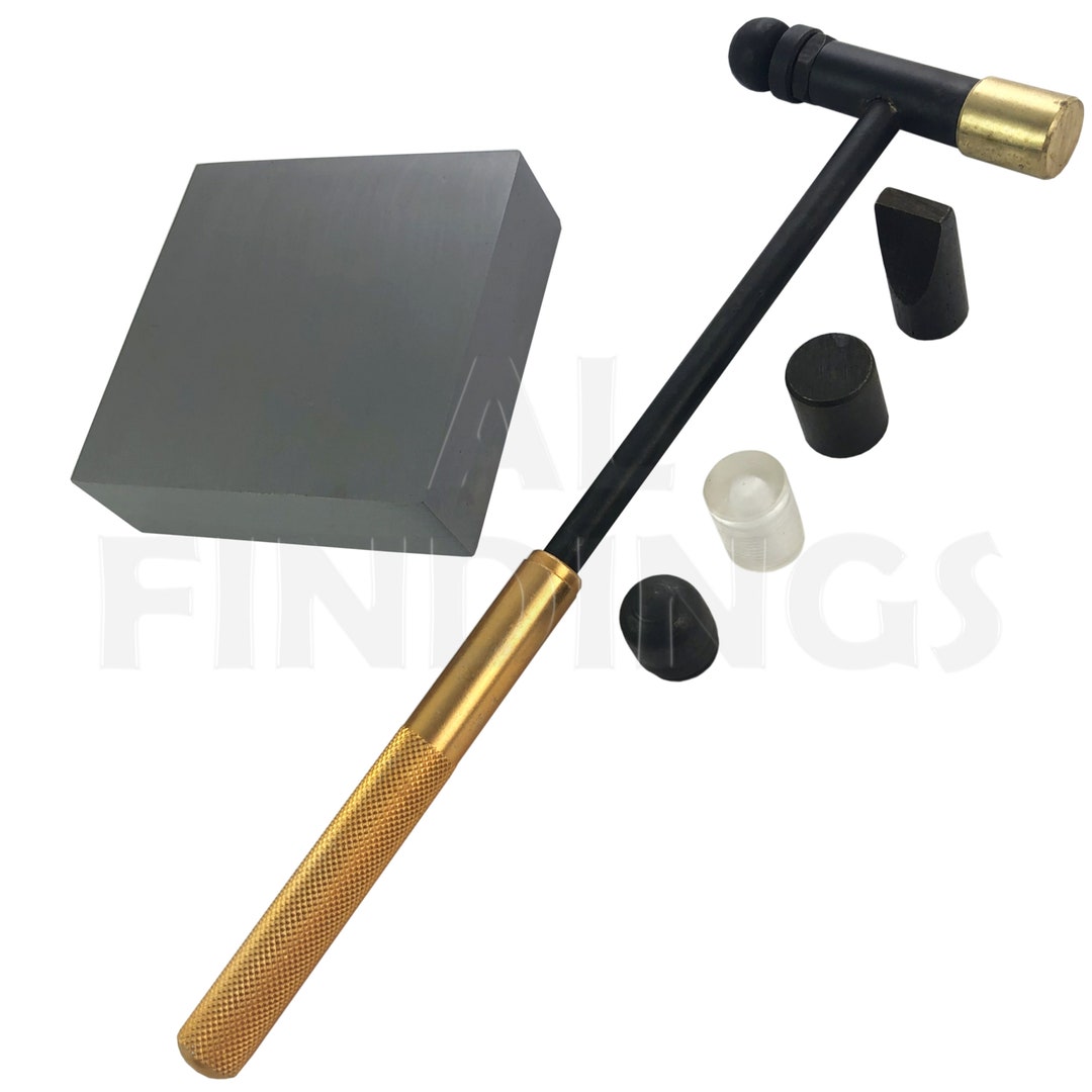 Solid Steel Doming Bench Block Anvil 50 X 50 X 20mm 6 Part Hammer Rose ...