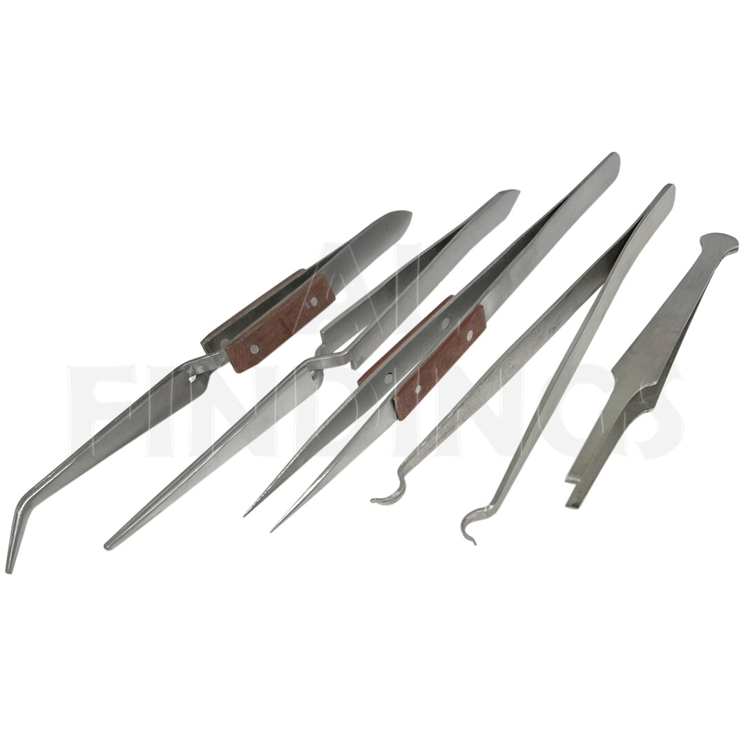 Set 5 Soldering Ring Tweezers Insulated Negative Locking Solder Tools ...