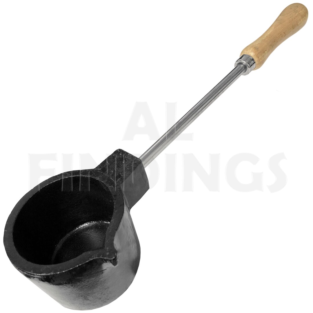 Large Cast Iron Precious Metal Melting Pot Crucible Dish Handle Gold ...
