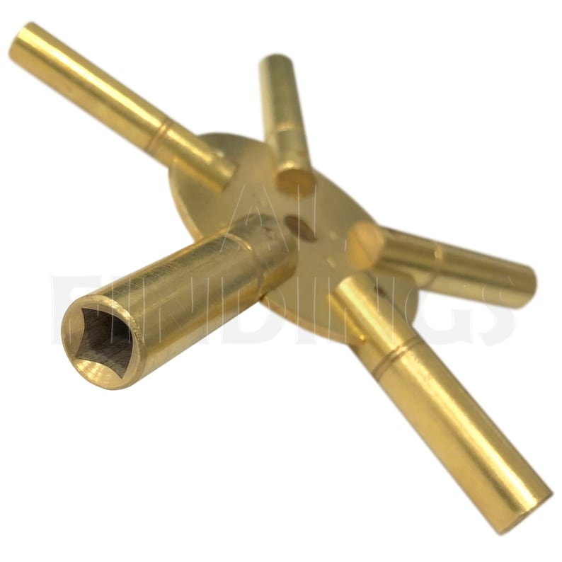 Set of 2 Clock Winding Keys - All Sizes Brass Spider Star Pair - Odd ...