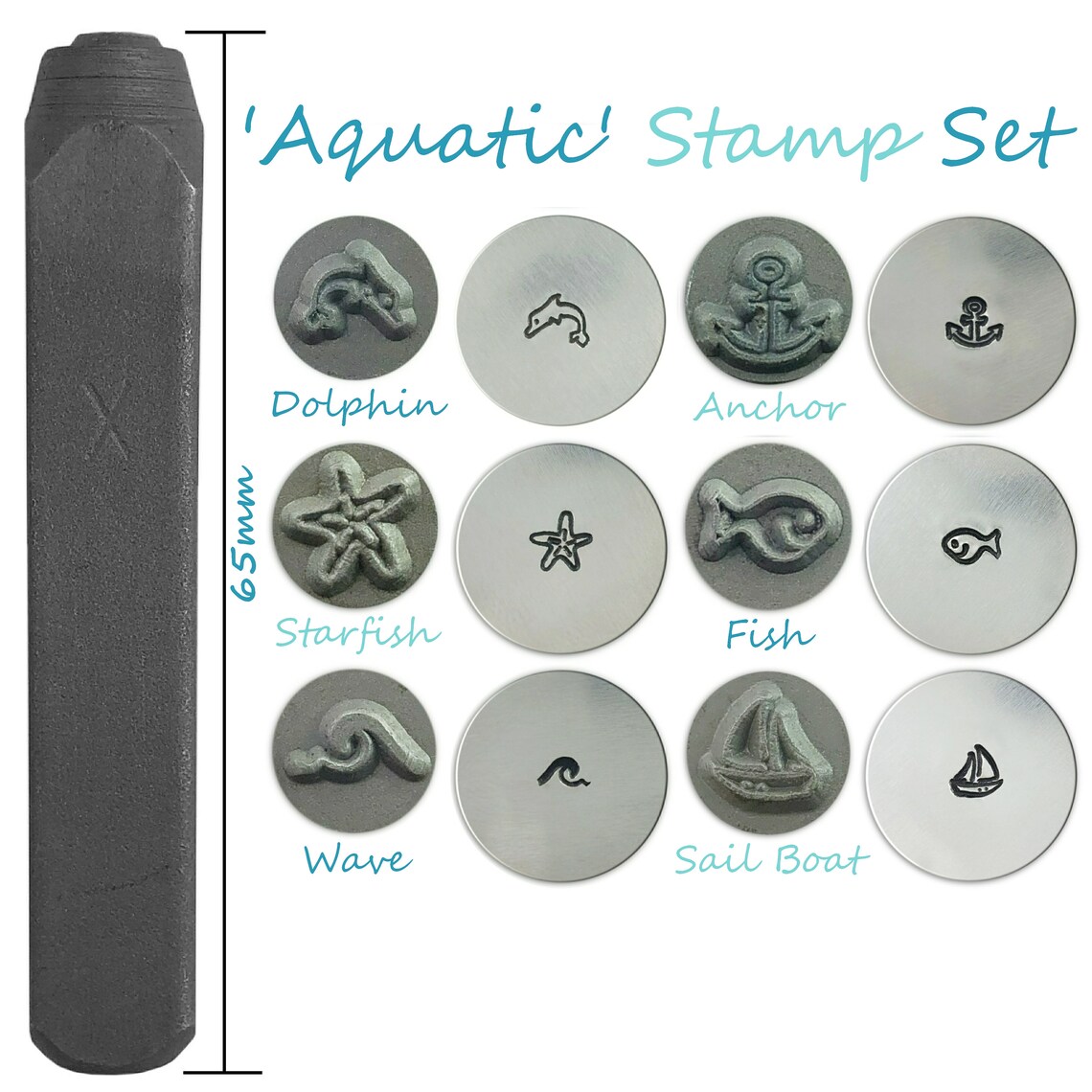 Set of 6 Metal Punch Set Aquatic Dolphin Anchor Fish Wave Boat | Etsy UK