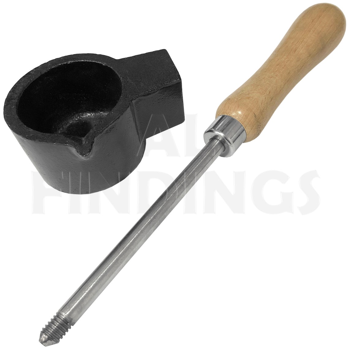 Cast Iron Precious Metal Melting Pot Crucible Dish Handle Gold Silver ...