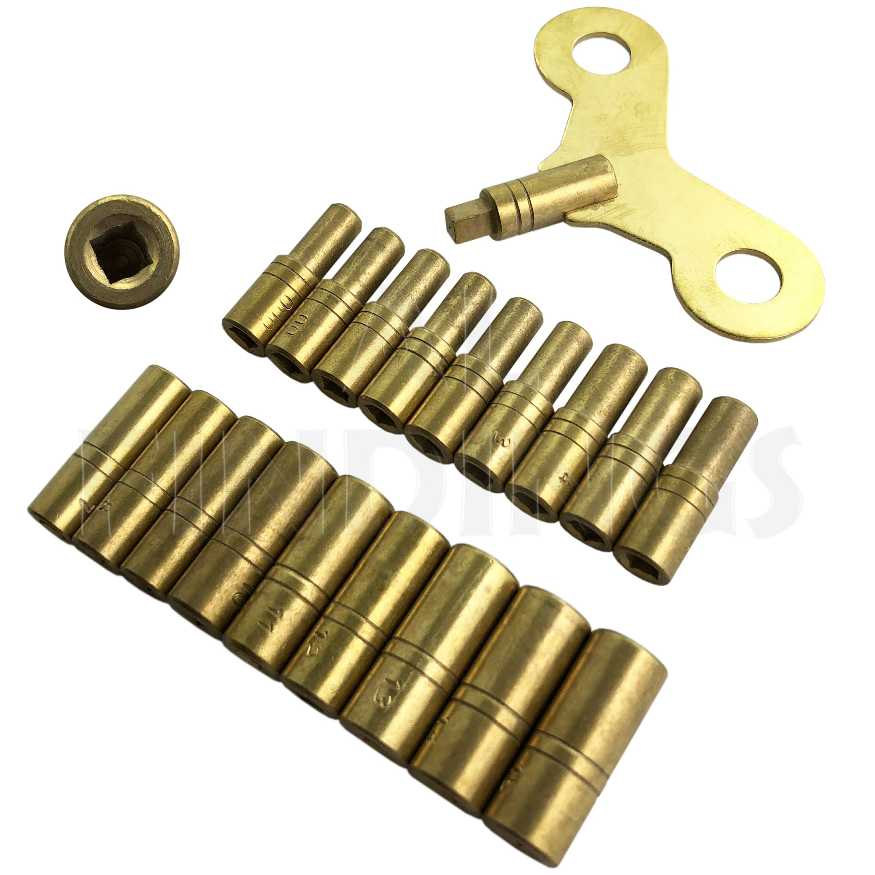 Set 18 Clock Winding Brass Keys 1.75mm 6.0mm OR 000-15 Radiator Key ...