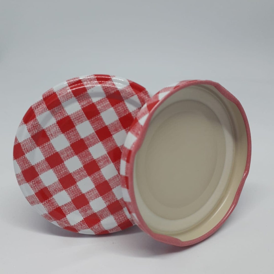 82mm Red Gingham Twist off Jam Jar Lids - Etsy UK