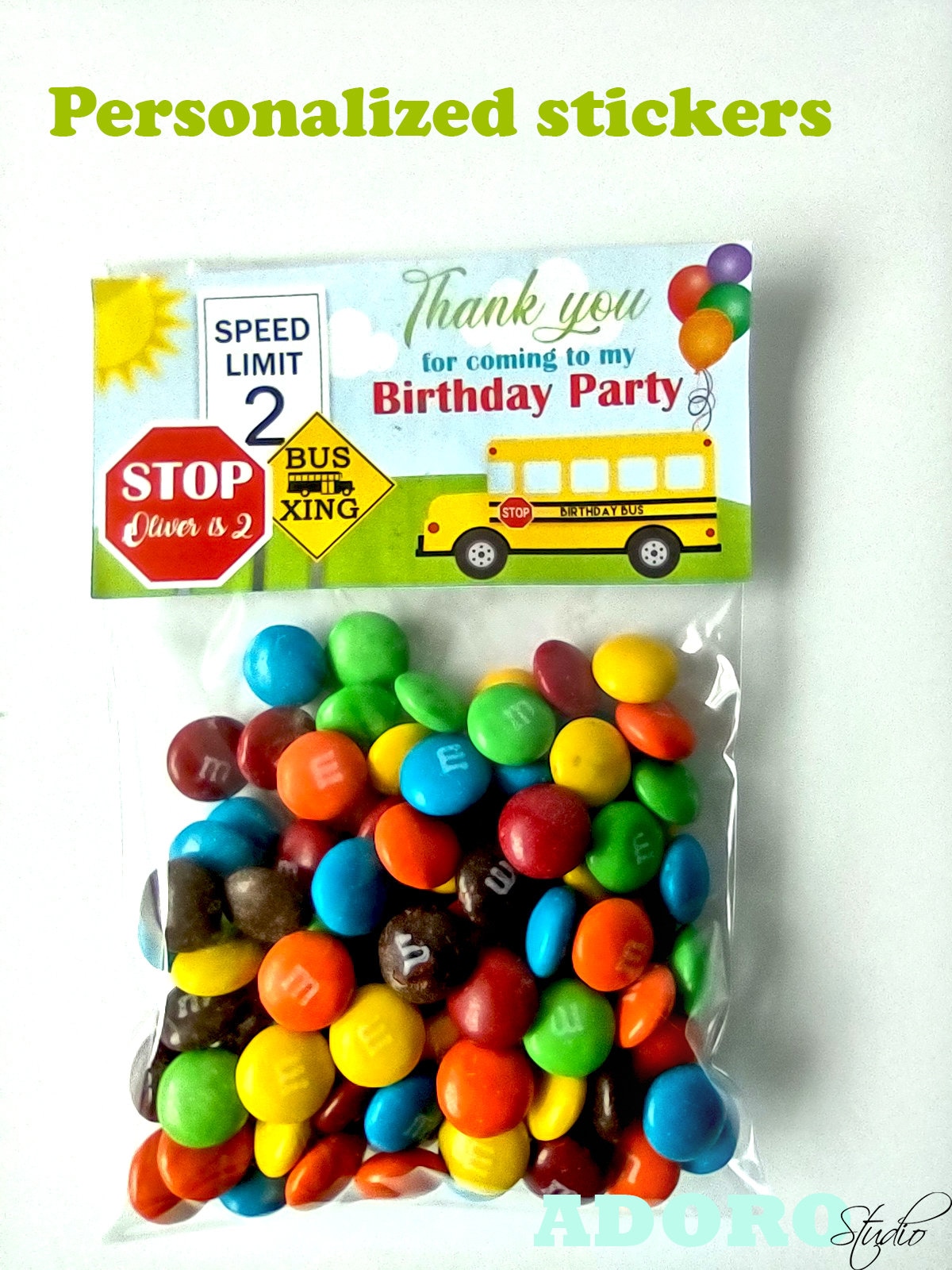 Wheels on the Bus Party Personalized Stickers and Bags - Etsy