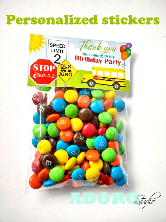 Wheels on the Bus Party Personalized Stickers and Bags - Etsy