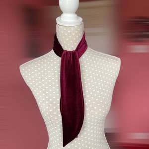 Maroon Velvet Scarf, Sixties Mod Tie, Retro Rockstar Neck Wear, Unisex ...
