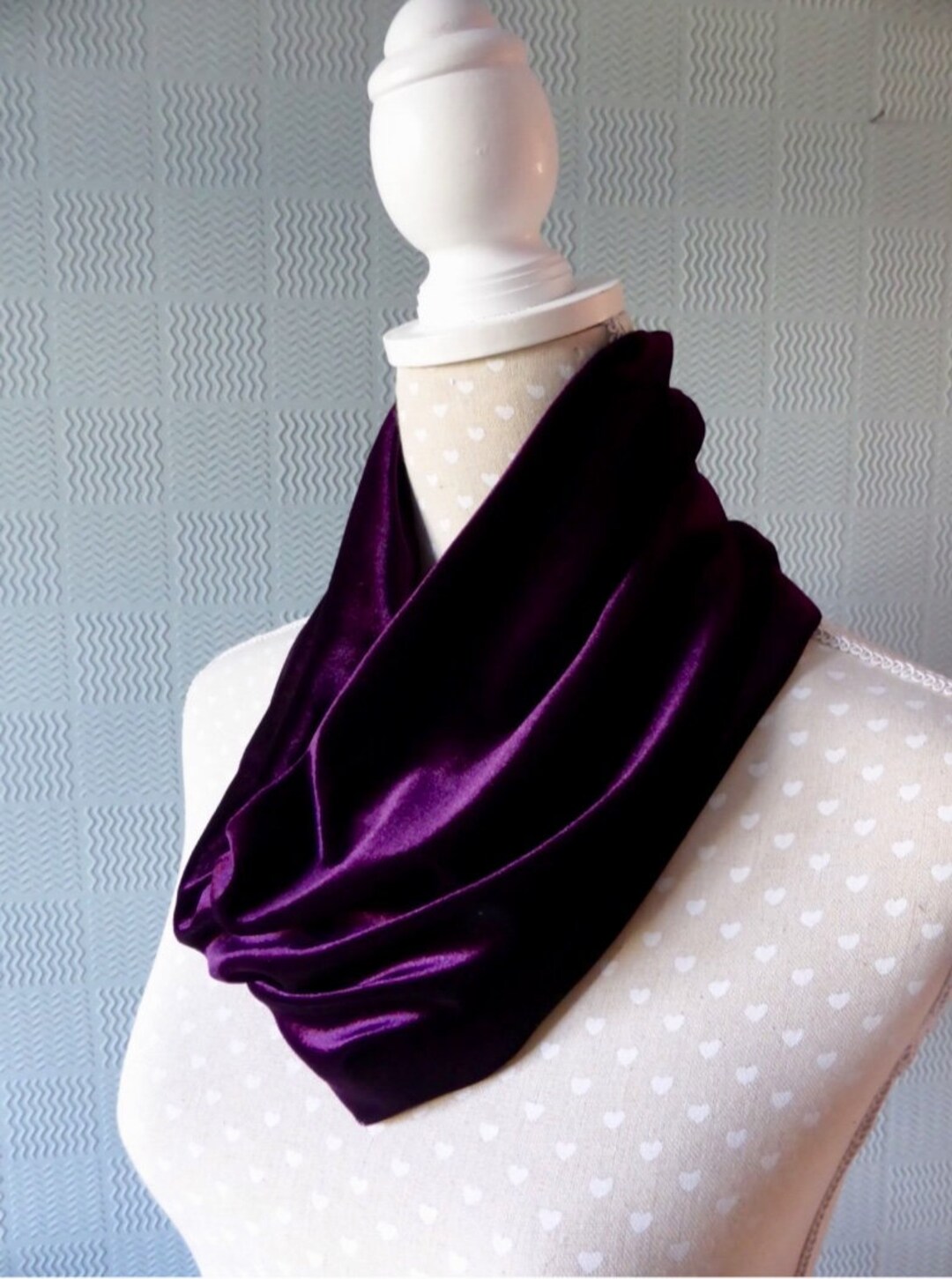 Purple Velvet Snood, Cowl Scarf, Single Loop, Velour Neck Warmer, Gift ...