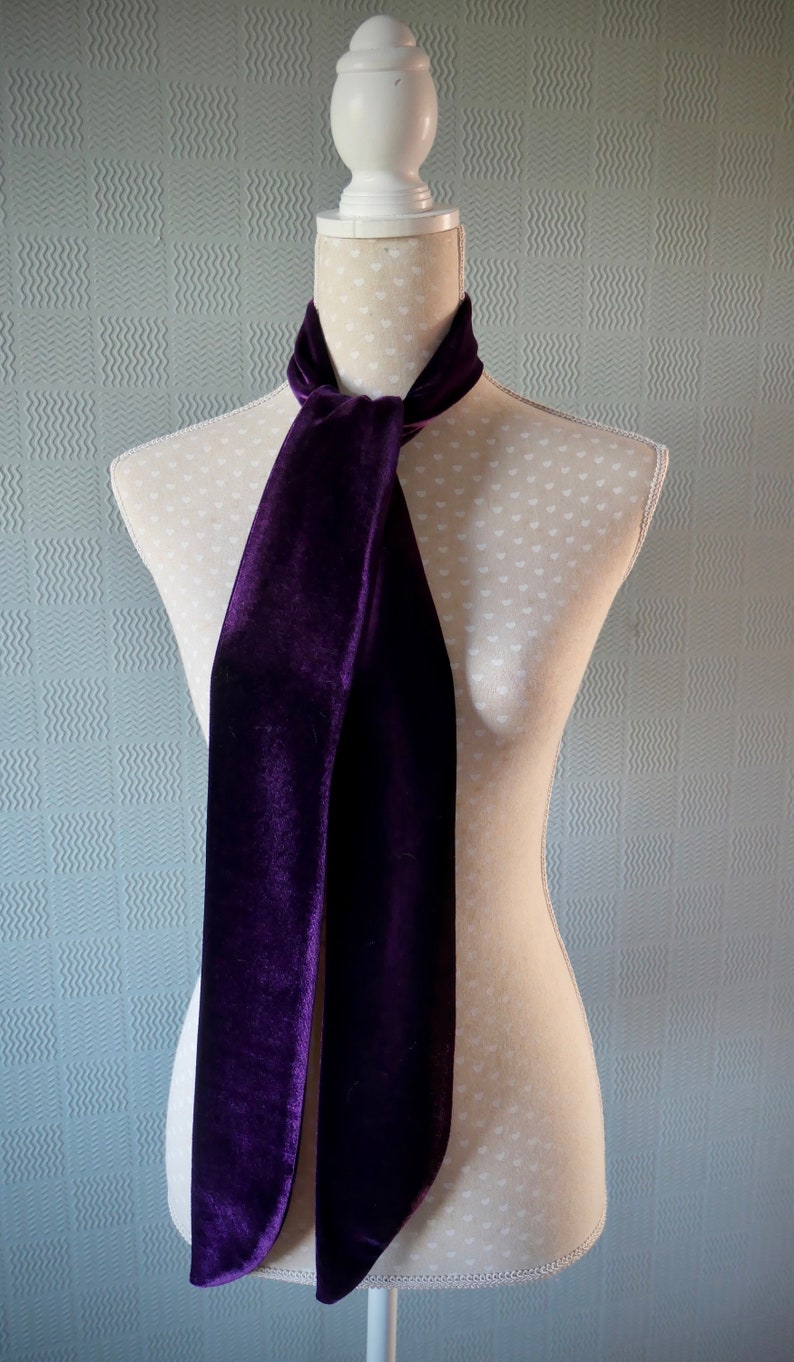 Purple Velvet Skinny Scarf Thin Mod Tie 1960s Tie/scarf - Etsy UK