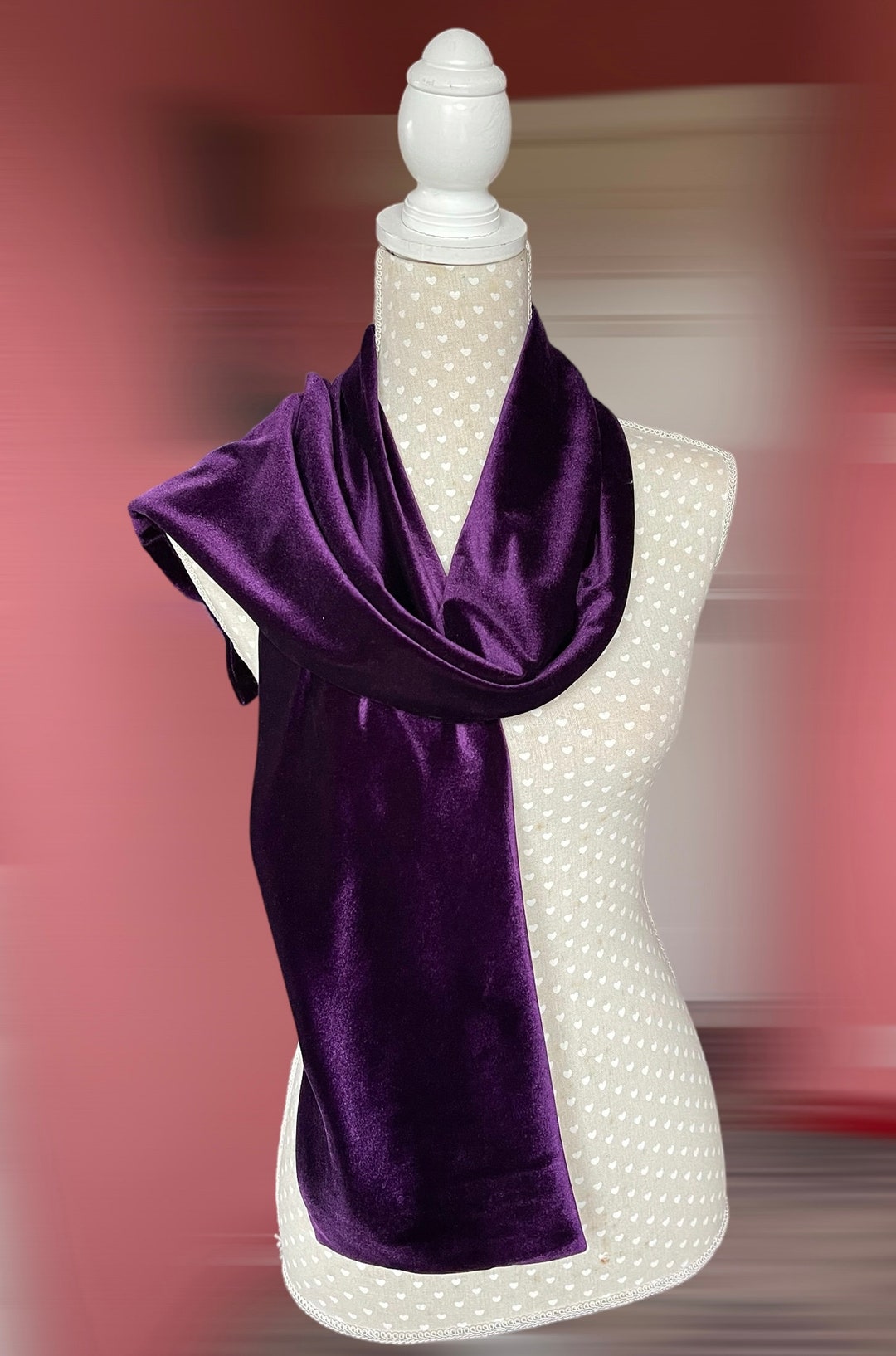 Purple Velvet Scarf, Long Luxury Wrap, Velour Accessories, Unisex Gift ...