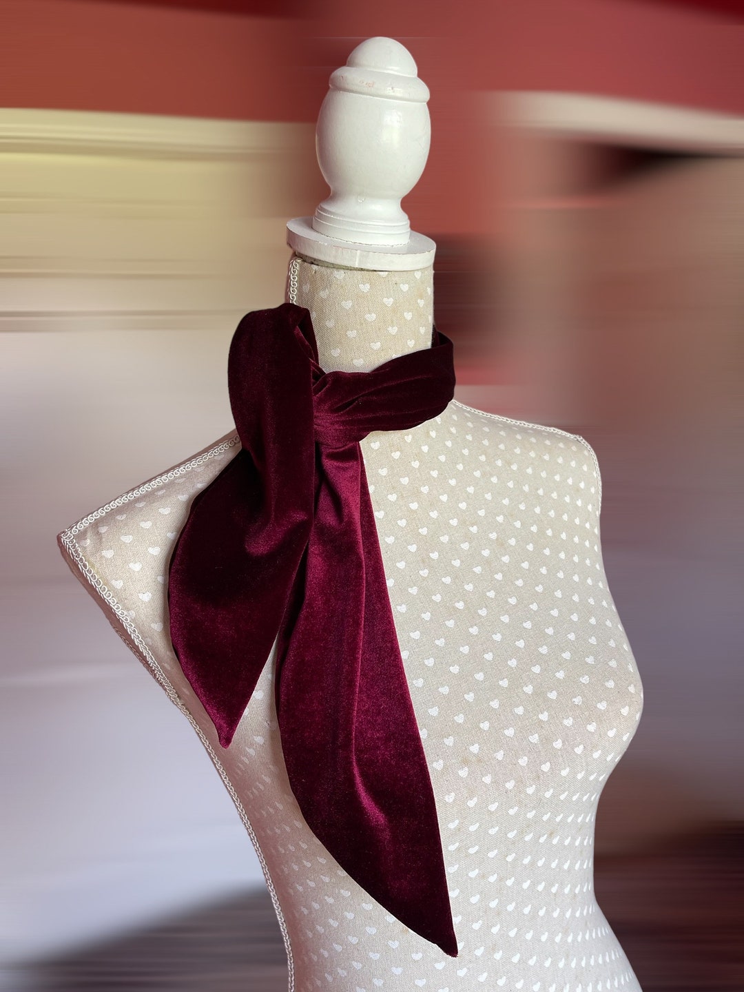 Maroon Velvet Scarf Sixties Mod Tie Retro Rockstar Neck - Etsy