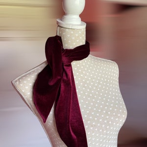 Maroon Velvet Scarf, Sixties Mod Tie, Retro Rockstar Neck Wear, Unisex ...