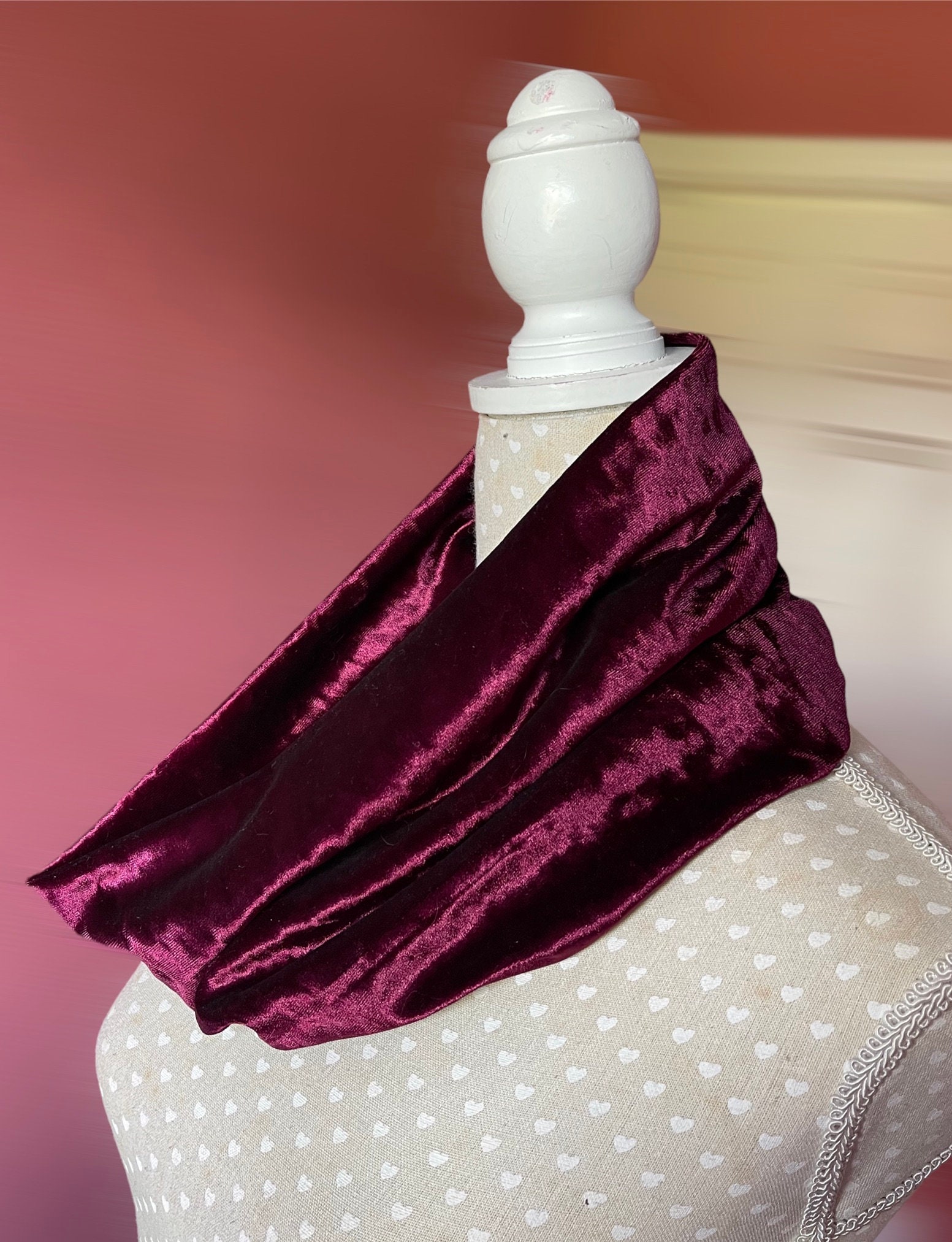 Maroon Velvet Snood, Wine Crushed Velvet Cowl, Velour Single Loop ...