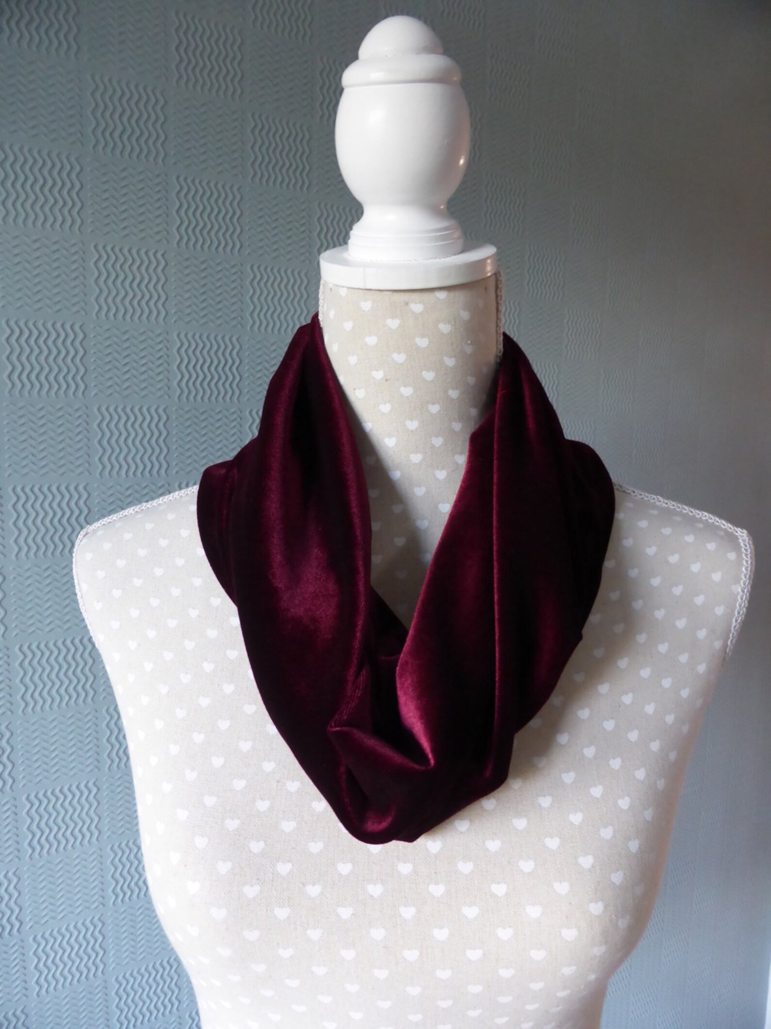 Maroon Velvet Snood, Wine Cowl Scarf, Single Loop, Claret Neck Warmer ...