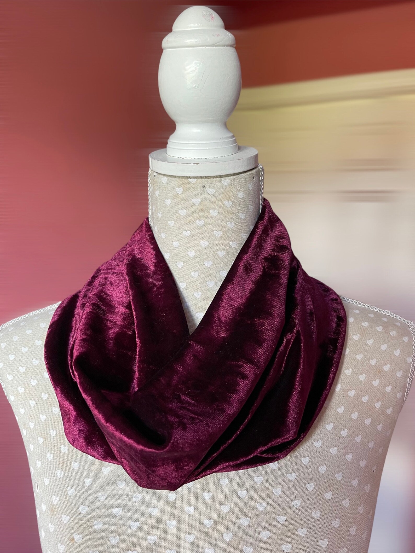 Maroon Velvet Snood, Wine Crushed Velvet Cowl, Velour Single Loop ...