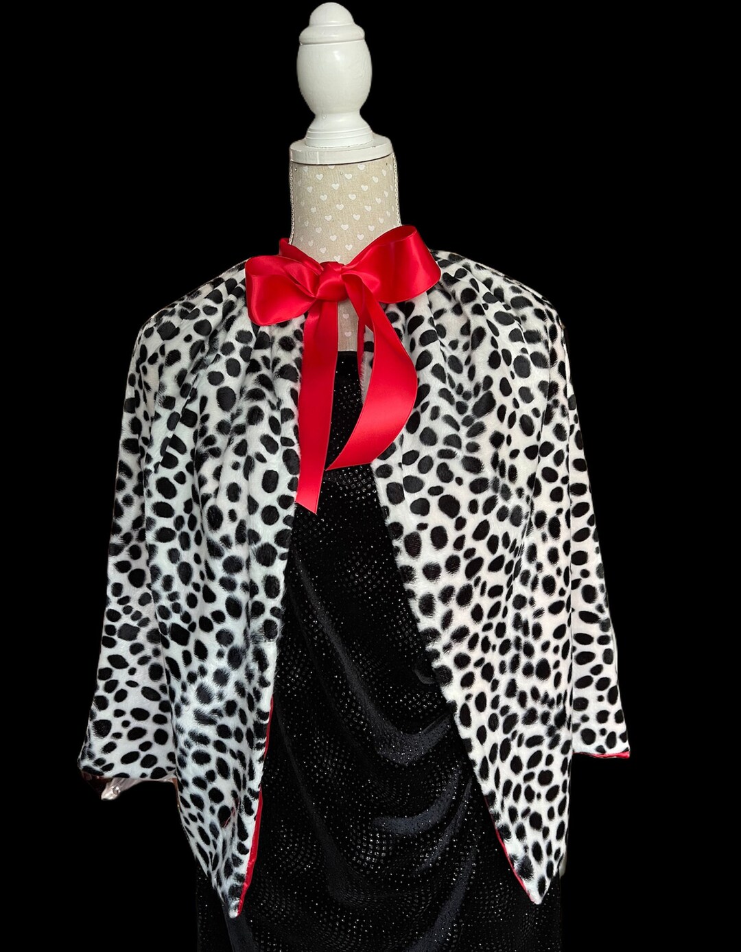 Dalmatian Kids Cape Child’s Black and White Spotted Wrap/cloak Satin ...