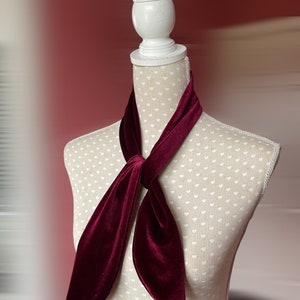 Maroon Velvet Scarf, Sixties Mod Tie, Retro Rockstar Neck Wear, Unisex ...