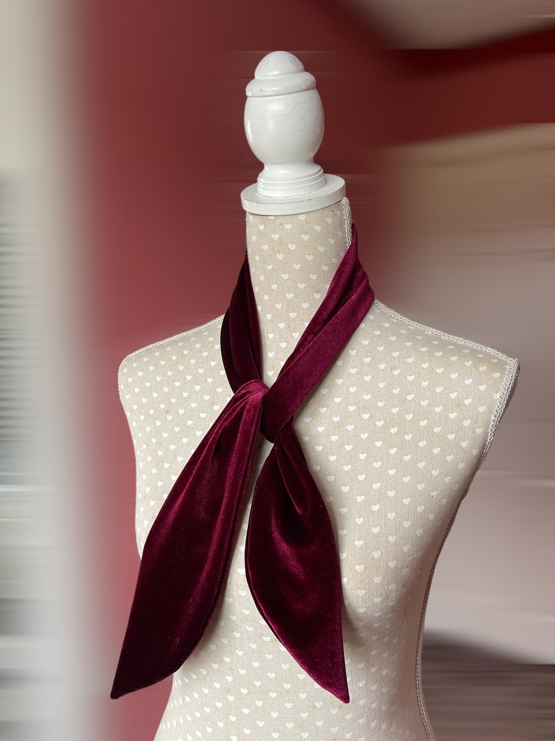Maroon Velvet Scarf, Sixties Mod Tie, Retro Rockstar Neck Wear, Unisex ...