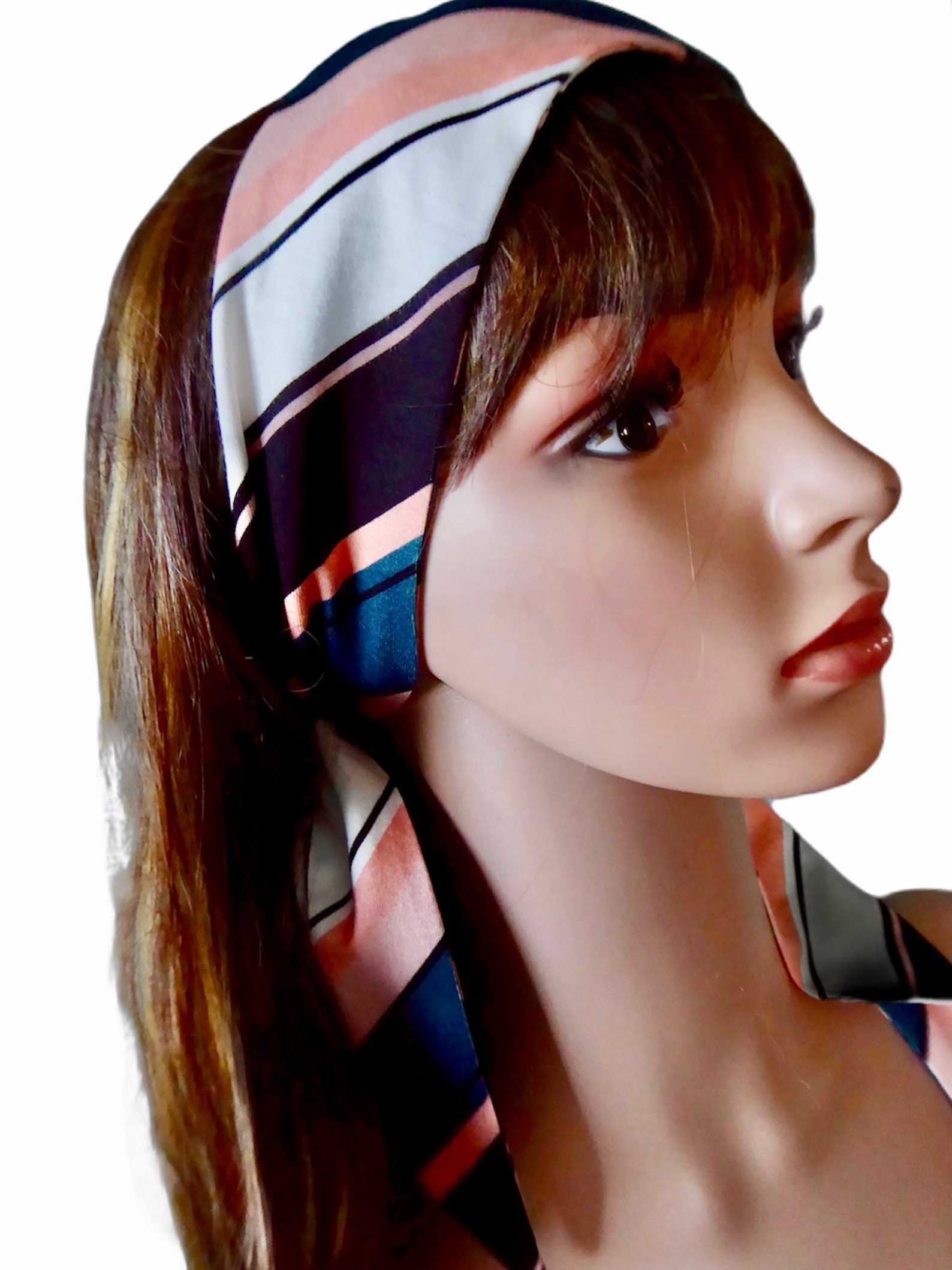 Striped Cotton Lycra Scarf Asymmetric Retro Headscarf - Etsy UK