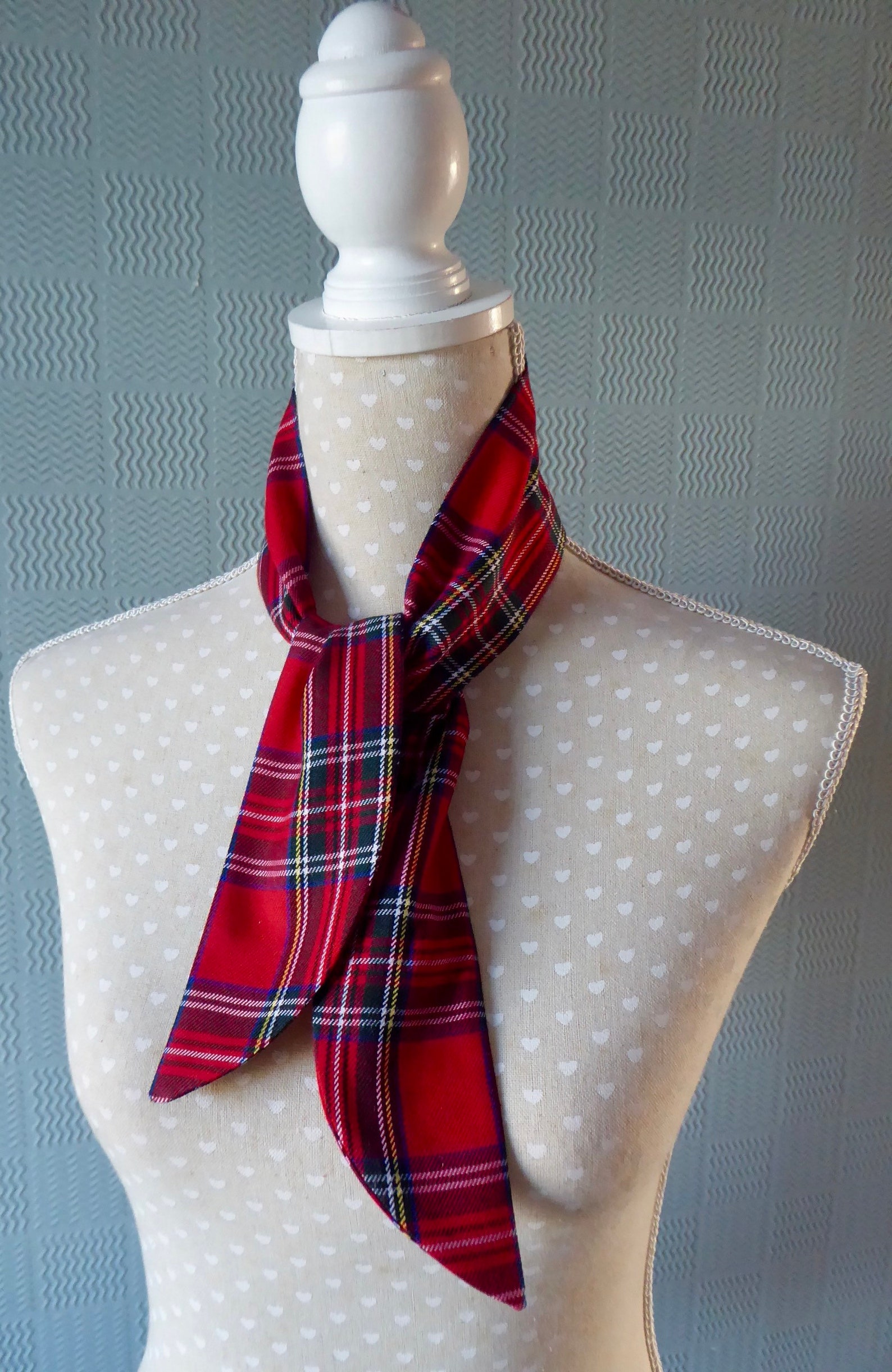 Red Tartan Scarf Retro Vintage 1940's Style Plaid Self - Etsy
