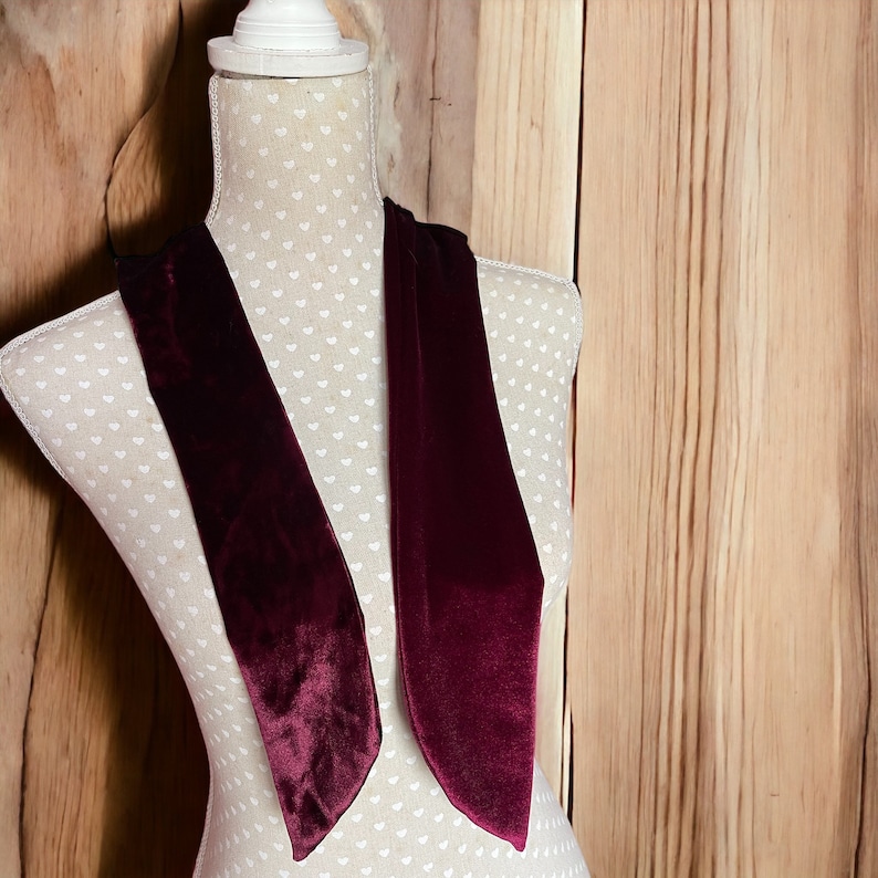 Maroon Velvet Scarf, Sixties Mod Tie, Retro Rockstar Neck Wear, Unisex ...