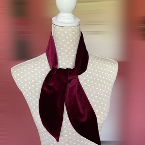 Maroon Velvet Scarf, Sixties Mod Tie, Retro Rockstar Neck Wear, Unisex ...