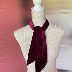 Maroon Velvet Scarf, Sixties Mod Tie, Retro Rockstar Neck Wear, Unisex ...