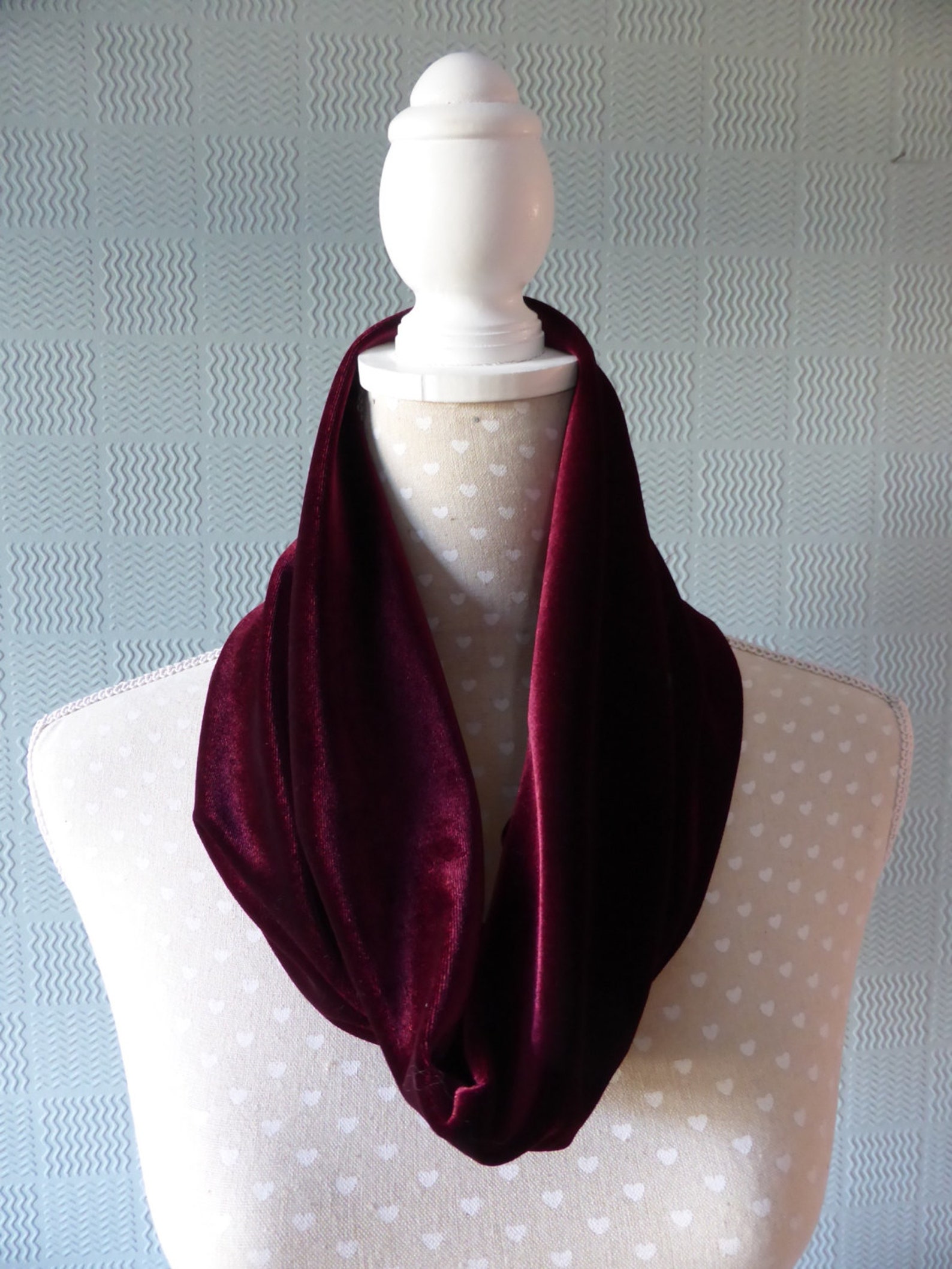 Maroon Velvet Snood, Wine Cowl Scarf, Single Loop, Claret Neck Warmer ...