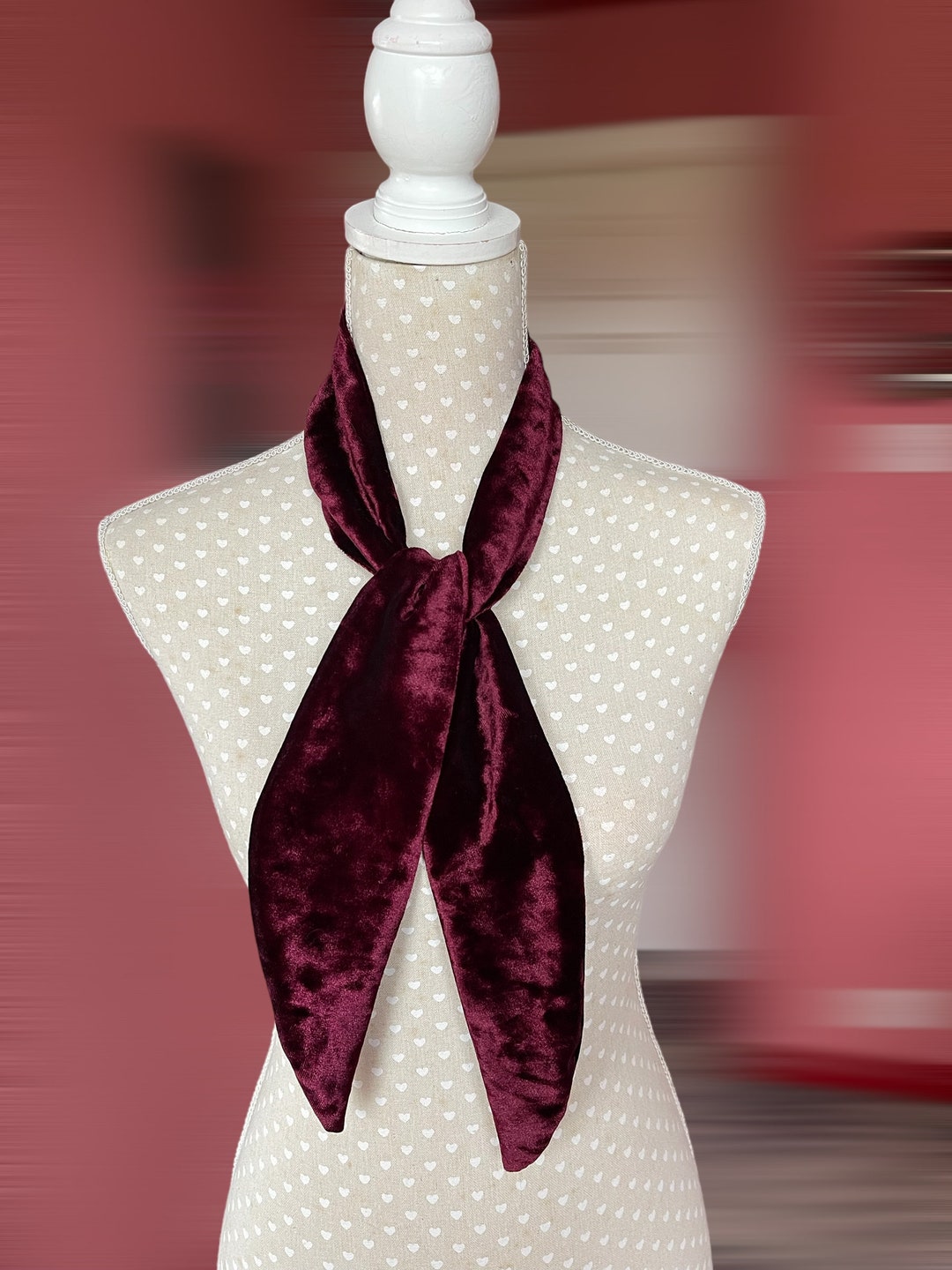 Maroon Velvet Scarf, Sixties Mod Tie, Retro Rockstar Neck Wear, Unisex ...