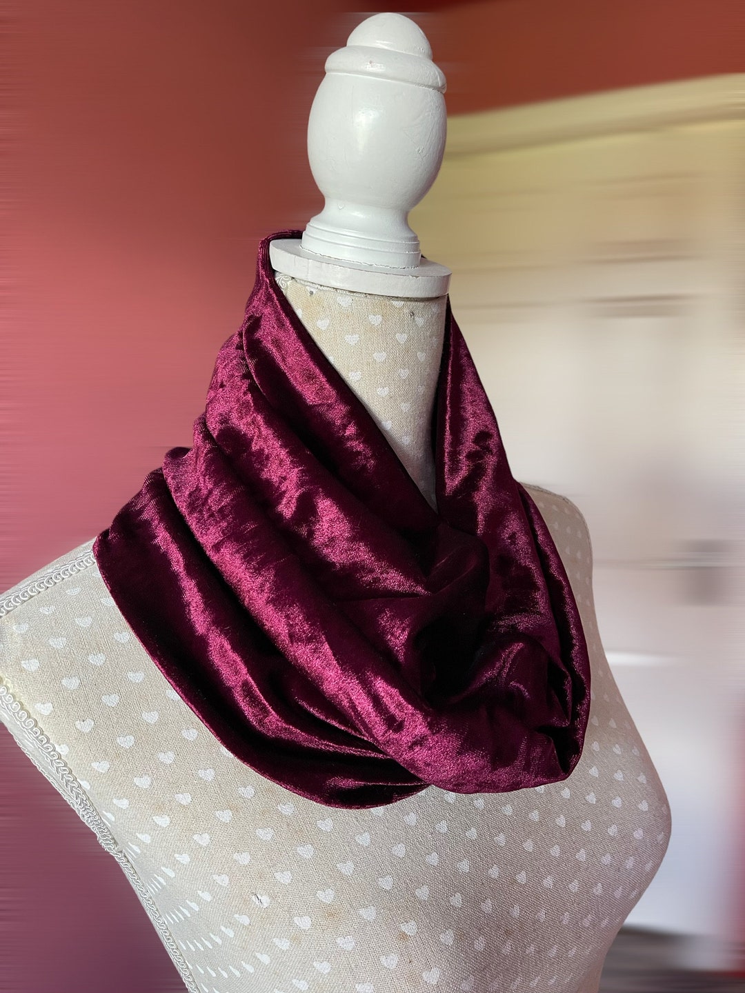 Maroon Velvet Snood, Wine Crushed Velvet Cowl, Velour Single Loop ...