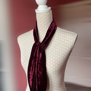 Maroon Velvet Scarf, Sixties Mod Tie, Retro Rockstar Neck Wear, Unisex ...