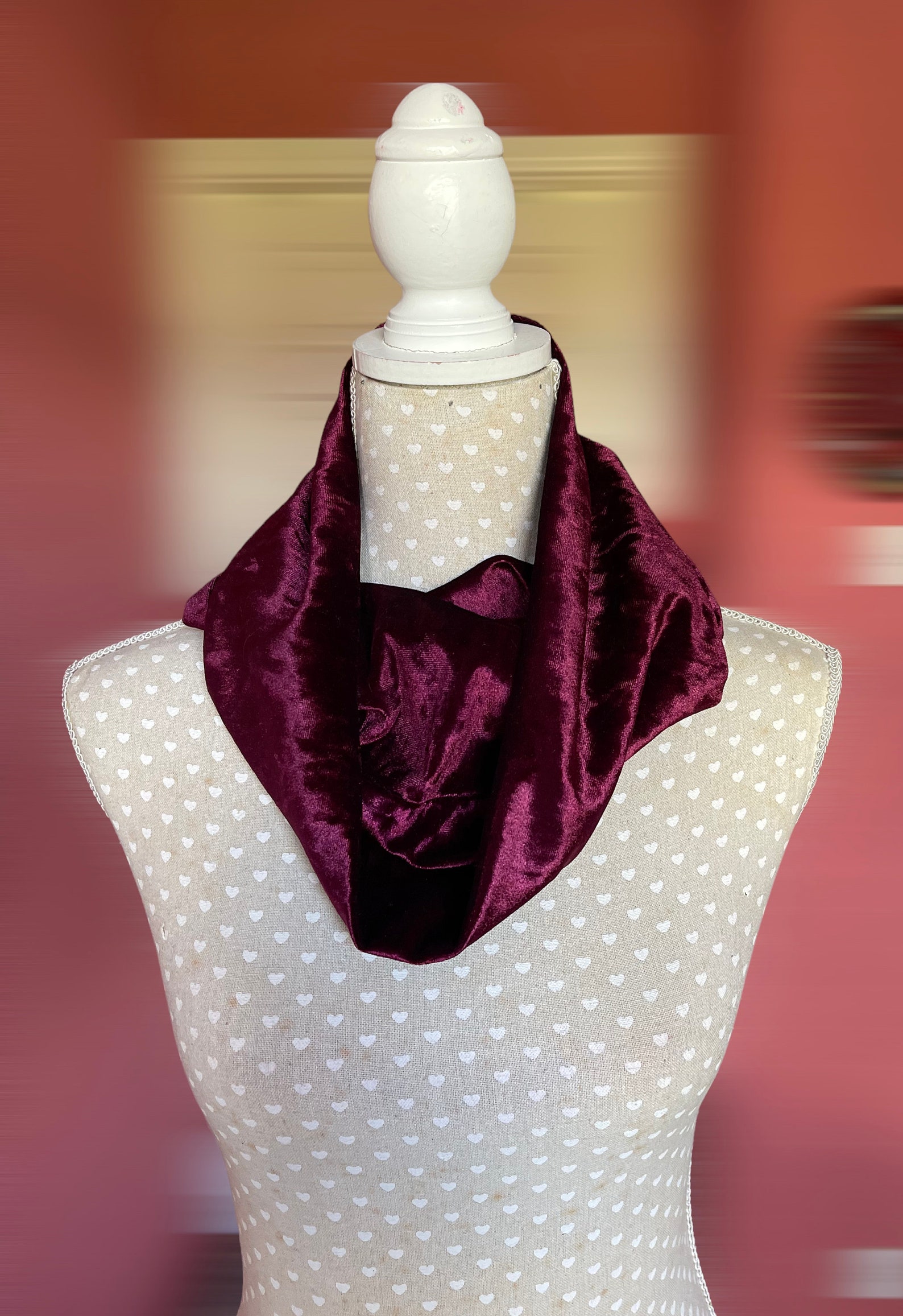 Maroon Velvet Snood, Wine Crushed Velvet Cowl, Velour Single Loop ...