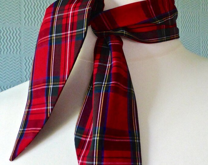 Red Tartan Scarf Retro Vintage 1940's Style Plaid Self - Etsy