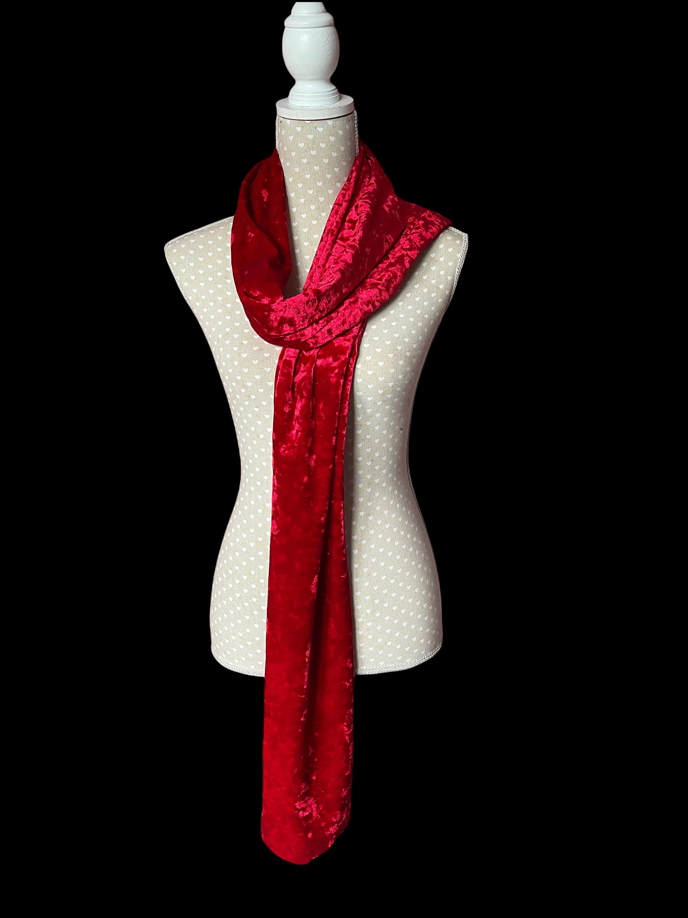 Red Crushed Velvet Scarf Velour Stole Long Red Wrap Unisex - Etsy UK
