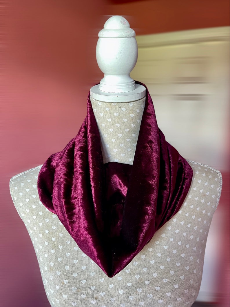 Maroon Velvet Snood, Wine Crushed Velvet Cowl, Velour Single Loop ...