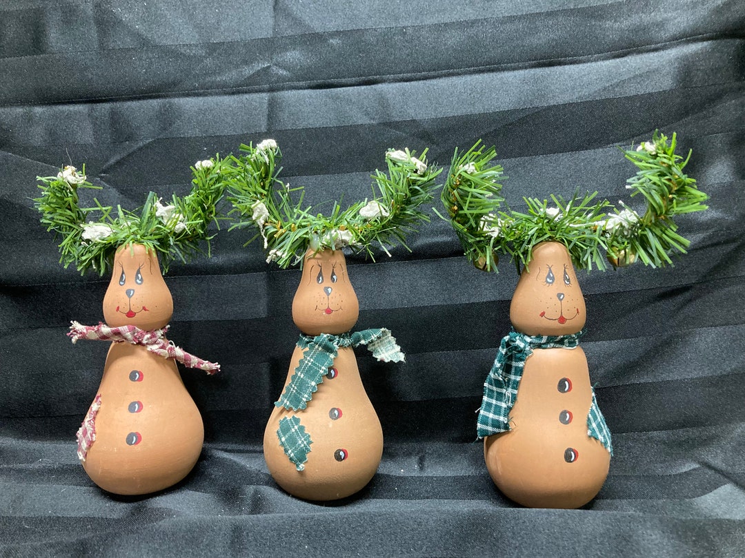 Three Clay Reindeer Figures - Etsy
