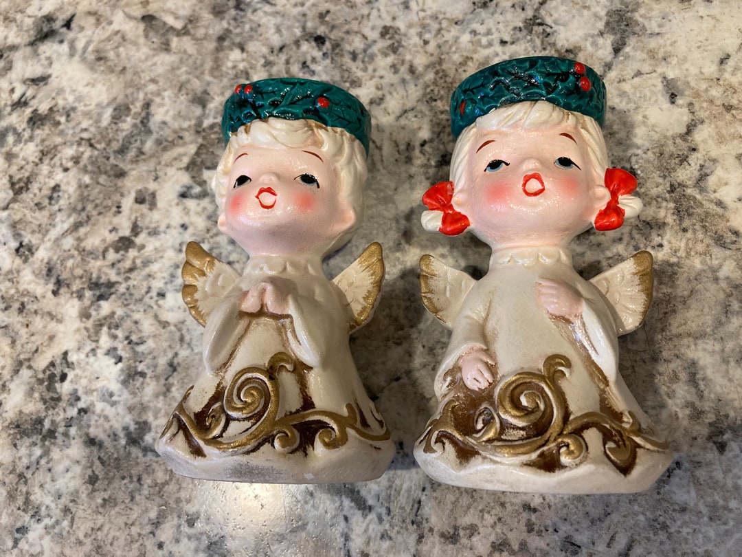 Lefton Boy & Girl Angel Candle Holders, Japan - Etsy