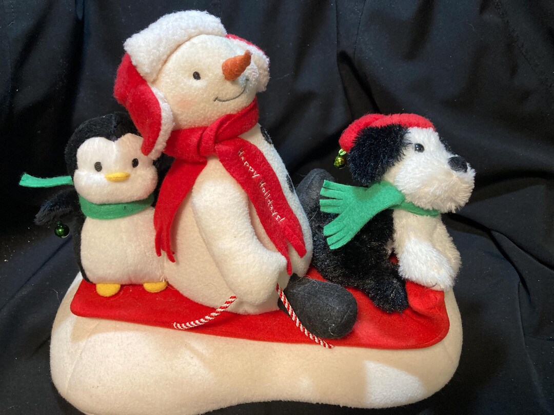 Hallmark Animated Snowman With A Penguin and Dog - Etsy