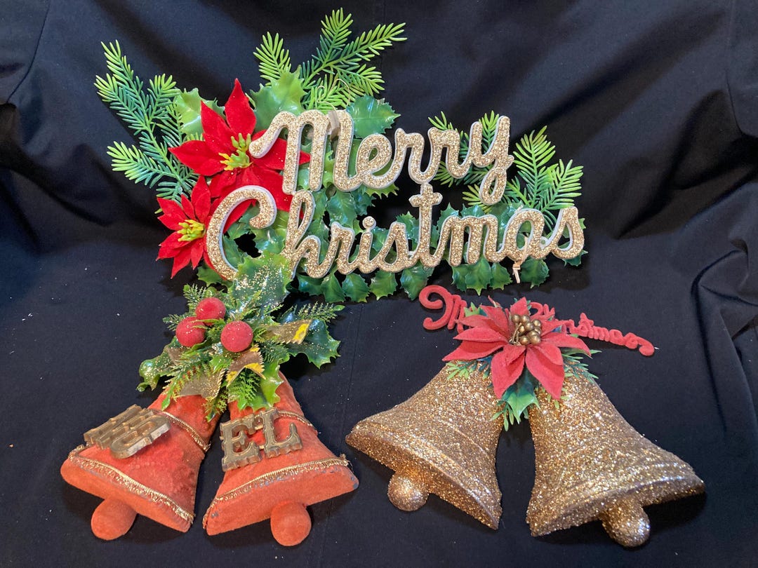 Three Vintage Flocked Decorations - Etsy
