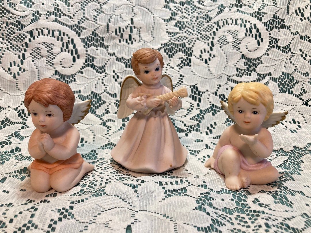 Three Assorted Angel Figurines, Homco, Lefton - Etsy