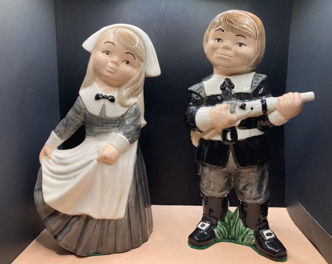 Tall Ceramic Pilgrim Figurines - Etsy